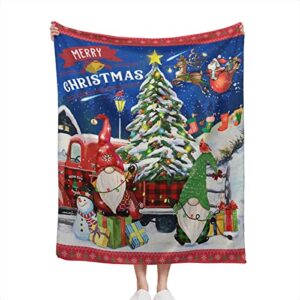 Merry Christmas Blanket, Throw Blanket Super Soft Warm Throws Winter Holiday Graphic Print Blanket for Sofa Bed Couch, 40”x50”