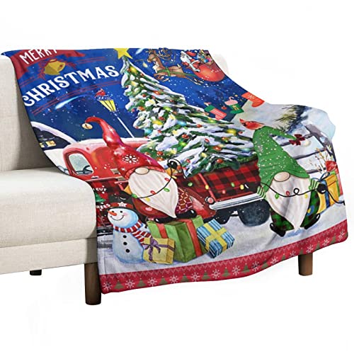 Merry Christmas Blanket, Throw Blanket Super Soft Warm Throws Winter Holiday Graphic Print Blanket for Sofa Bed Couch, 40”x50”