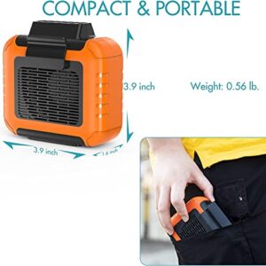 Mini Waist Fan, 6000mAh Rechargeable Portable Waist Clip Fan, Small Battery Operated Belt Fan, Max.24H, 3 Speeds, Personal Body Fan and Power Bank with Lanyard, Belt for Travel Golf Fishing Jobsite