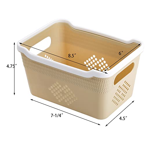 Jucoan 9 Pack Plastic Storage Baskets, Small Shelf Storage Baskets Classroom Storage Baskets for Home Kitchen Bathroom Cabinet Office School, 8.5 x 6 x 4.75 Inch