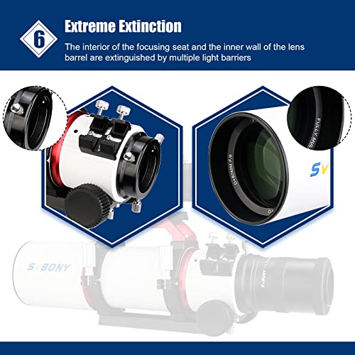 SVBONY SV550 Telescope, 80mm F6 APO Triplet Refractor OTA, Bundle with SV209 Field Flattener, 1.0X Flattener Corrects The Field, for Deep Sky Astrophotography