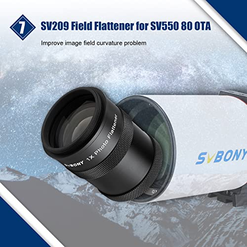 SVBONY SV550 Telescope, 80mm F6 APO Triplet Refractor OTA, Bundle with SV209 Field Flattener, 1.0X Flattener Corrects The Field, for Deep Sky Astrophotography