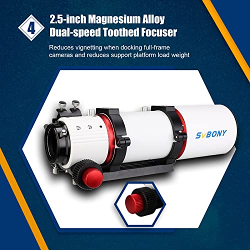 SVBONY SV550 Telescope, 80mm F6 APO Triplet Refractor OTA, Bundle with SV209 Field Flattener, 1.0X Flattener Corrects The Field, for Deep Sky Astrophotography