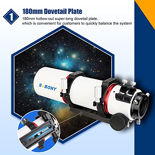 SVBONY SV550 Telescope, 80mm F6 APO Triplet Refractor OTA, Bundle with SV209 Field Flattener, 1.0X Flattener Corrects The Field, for Deep Sky Astrophotography