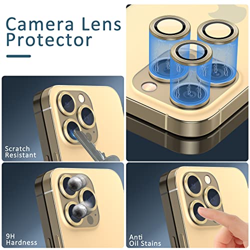 ENEGOLD Benks Camera Lens Protector for iPhone 14/14 Plus/14 Pro/14 Pro Max 6.1/6.7, 9H Anti-Scratch, HD Camera Lens Protector Cover with Installation, with Cleaning Kit (pro/pro max gold)