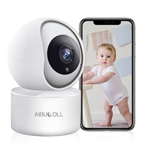 aibucoll wifi monitor indoor home security camera- smart baby and pet monitor- movement and sound detection- 1080p camera resolution-night vision motion- compatible with apple and android