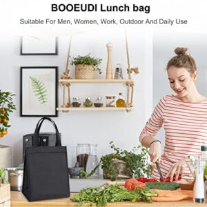 BOOEUDI Insulated Lunch Bag, Lunch Bag for Women Men, Large Adult Lunch Box Tote Bag with Interior Pockets, Reusable Lunch Box for Office, Work, Picnic Beach or Travel, Black