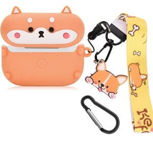 Cute AirPod Pro Case with Lanyard Keychain Protective Soft Silicone Funny Corgi Cover Compatiable with AirPods Pro Case