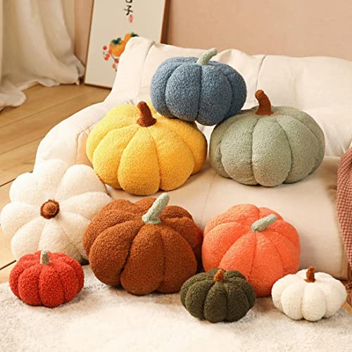 Mixdameny Pumpkin Pillows, Soft Stuffed Pumpkin Pillow Plush,Pumpkin-Shaped Plush Cushion,Fall Decorative Pumpkin Shaped Throw Pillow Cute Shaped Cushion (White, 11 in)