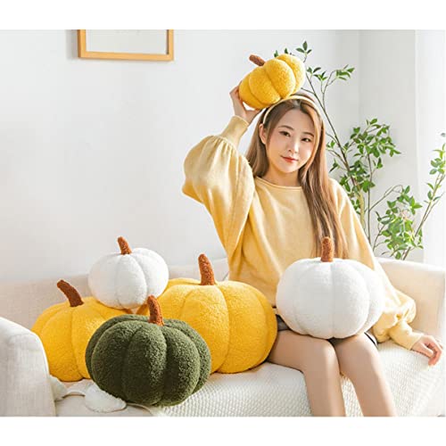 Mixdameny Pumpkin Pillows, Soft Stuffed Pumpkin Pillow Plush,Pumpkin-Shaped Plush Cushion,Fall Decorative Pumpkin Shaped Throw Pillow Cute Shaped Cushion (White, 11 in)