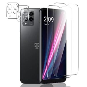 [2+2 pack] screen protector for t-mobile revvl 6 pro 5g 2022 with camera lens protector, hd tempered glass, scratch resistant, anti-fingerprint, shatterproof, bubble free (fit for revvl 6 pro 5g)