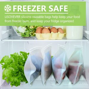 LISOVEVRR Reusable Silicone Bags 10 Pack Large, Leakproof Reusable Flat Freezer Bags, BPA Free Reusable Food Storage Bags for Marinate Meats,Travel Items,Home Organization