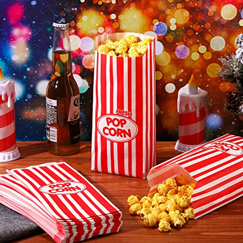 1000 Pcs 1 Oz Popcorn Bags Bulk Popcorn Paper Bags Red and White Stripes Retro Popcorn Bags Disposable Popcorn Bags for Party Movie Theater Carnival Festivals Movie Theme Party Supplies