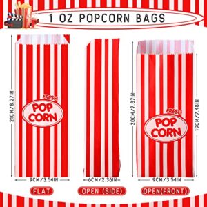 1000 Pcs 1 Oz Popcorn Bags Bulk Popcorn Paper Bags Red and White Stripes Retro Popcorn Bags Disposable Popcorn Bags for Party Movie Theater Carnival Festivals Movie Theme Party Supplies