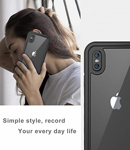 Diverbox iPhone X/XS Waterproof Case - Full Body Shockproof Cover with Built-in Screen Protector, 5.8 Inch (Black/Clear)