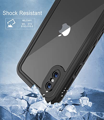 Diverbox iPhone X/XS Waterproof Case - Full Body Shockproof Cover with Built-in Screen Protector, 5.8 Inch (Black/Clear)