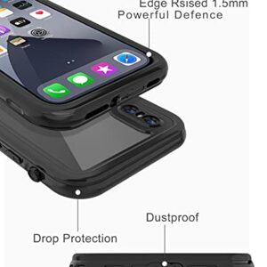 Diverbox iPhone X/XS Waterproof Case - Full Body Shockproof Cover with Built-in Screen Protector, 5.8 Inch (Black/Clear)