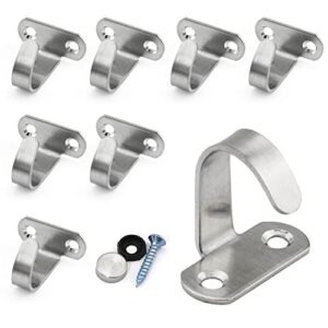 dghaop 8pcs stainless steel screw mounted ceiling hooks with screws, under-shelf towel/robe clothes hook heavy duty coat hook hanger, silver tone