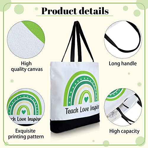 Oudain 6 Pack Teacher Appreciation Gifts Canvas Totes Bag Reusable Teacher Gift Bag for Women Back to School Supplies, Rainbow Style