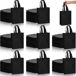 jexine 100 pcs non woven bags reusable gift bag with handles shopping tote bags grocery goodie party treat bags party favors (black)