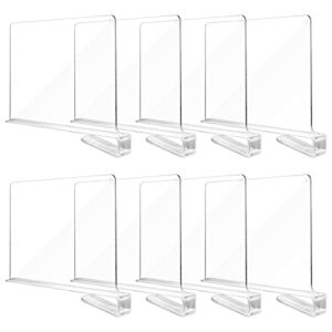 holiio 8pcs acrylic shelf dividers,clear,plastic closets shelf and separator organization for bedroom, kitchen and office