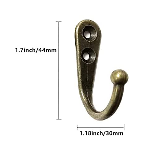 25 Pieces Wall Mounted Hooks with 60 Pieces Screws, Vintage Style Robe Hooks Single Coat Hanger Coat Hooks (Bronze)