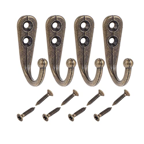 25 Pieces Wall Mounted Hooks with 60 Pieces Screws, Vintage Style Robe Hooks Single Coat Hanger Coat Hooks (Bronze)