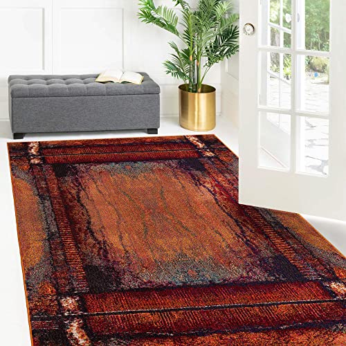 Rugs.com Hyacinth Collection Rug – 5' x 8' Orange Medium Rug Perfect for Bedrooms, Dining Rooms, Living Rooms, 5 x 8 Feet