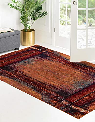 Rugs.com Hyacinth Collection Rug – 5' x 8' Orange Medium Rug Perfect for Bedrooms, Dining Rooms, Living Rooms, 5 x 8 Feet