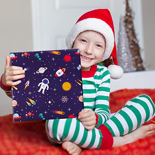 Birthday Wrapping Paper For Kids Girls Boys Women Men, Outer Space Design Wrapping Paper, Space Wrapping Paper 6 Sheets Folded Flat 20x28 inches per sheet