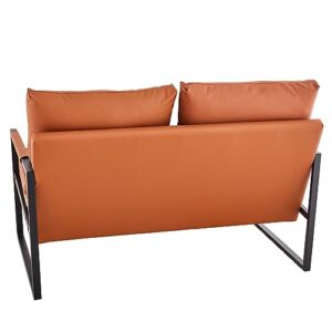 Sofa Couch, Modern Design Linen Loveseat Sofa Upholstered Small 2-Seater Couch with Pillows for Living Room