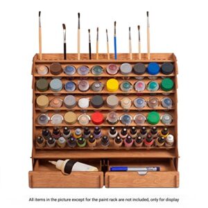 Plydolex Paint Rack Organizer with 65 Holes of 2 Sizes for Miniature Paint Set - Wall-mounted Wooden Craft Paint Storage Rack - Craft Paint Holder Rack 16.3x6.6x12.6 inch