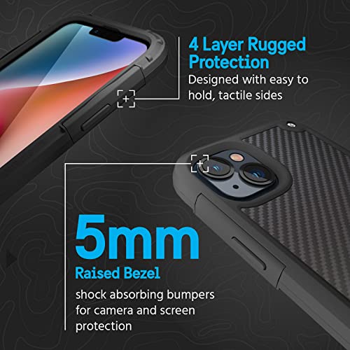 Pelican Shield Kevlar Series - iPhone 14 Plus Case 6.7" [Compatible with MagSafe] Magnetic Charging Phone Case With Belt Clip Holster Kickstand [2ftT MIL-Grade Drop Protection] Cover - Black