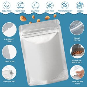 TradosWares 100pcs Mylar Bags for Food Storage - 400cc Mylar Ziplock Bags with Oxygen Absorbers and labels - 10 mil 10"x14"(30pcs) 7"x10(30pcs) 5"x7"(40pcs) - Resealable Bags for Packaging