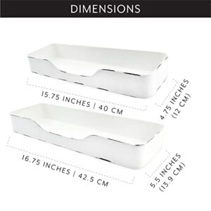 AuldHome Enamel Tray Shelves (Set of 2); Farmhouse Bathroom Decor White Enamelware Shelf Trays