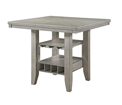 KB Designs - Wash White Wood Counter Height Dining Room Table with Storage