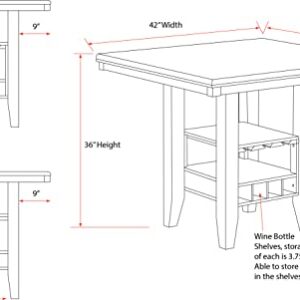 KB Designs - Wash White Wood Counter Height Dining Room Table with Storage