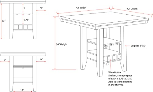 KB Designs - Wash White Wood Counter Height Dining Room Table with Storage