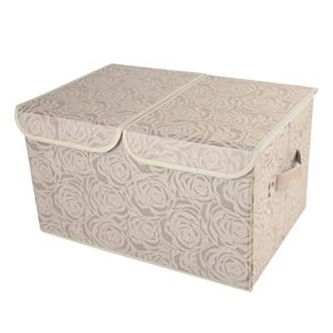 boubobop foldable storage bin with dual lid, khaki daug storagebox storage bins with lids storage drawers storage box storage bins with drawers