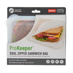 Progressive International ProKeeper Dual-Zipper 100% Silicone Sandwich Bag, Clear