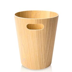 luxe + willow wooden trash can bedroom, bathroom & office waste basket small slim design