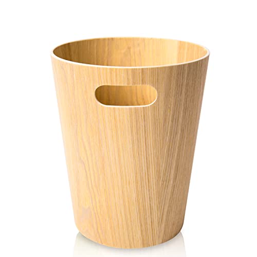 LUXE + WILLOW Wooden Trash Can Bedroom, Bathroom & Office Waste Basket Small Slim Design