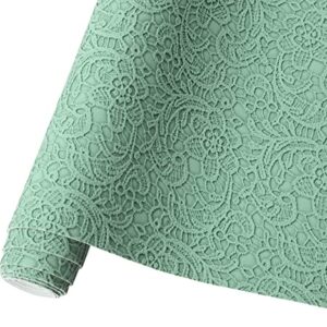 Picheng Embossed Faux Leather Sheets: Flower Textured Leather Rolls 13.8"X53"(35cmX135cm),Faux Leather is Great for Making Crafts,Leather Earrings, Bows,Sewing DIY Projects (Green)