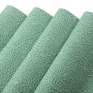 Picheng Embossed Faux Leather Sheets: Flower Textured Leather Rolls 13.8"X53"(35cmX135cm),Faux Leather is Great for Making Crafts,Leather Earrings, Bows,Sewing DIY Projects (Green)