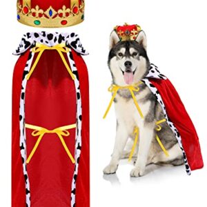 2 Pcs Large Dog Cloak Costume Pet Suit Includes Dog Crown Dog Hat Dog Cape Christmas Costumes for Dogs Prince Costume Christmas Halloween Cosplay Holiday Birthday Party Dress