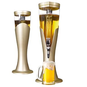 beer tower drink dispenser 3l mimosa tower drink beverage dispenser with removable ice tube,freeze tube to keep beverages ice cold，perfect for party,bars,home,durable, dual action, holiday gift