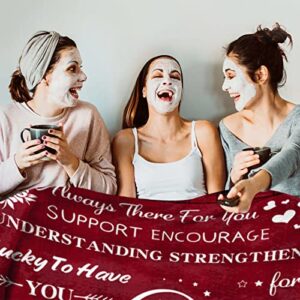 Best Friend Blanket BFF Gifts for Women 50"x60"Funny Friends Blanket with Loving Messages for Best Friend Birthday Gifts for Women Unique Red Throw Blanket Soft Fleece Blanket