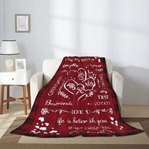 Best Friend Blanket BFF Gifts for Women 50"x60"Funny Friends Blanket with Loving Messages for Best Friend Birthday Gifts for Women Unique Red Throw Blanket Soft Fleece Blanket