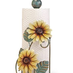 Sunflower Decor Paper Towel Holder, Metal Yellow Daisy Paper Towel Holders Stand Countertop for Kitchen Bathroom Decor, Cute Paper Rolls Organizer & Storage Sun Flower Accessories