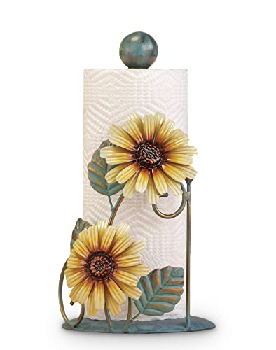 Sunflower Decor Paper Towel Holder, Metal Yellow Daisy Paper Towel Holders Stand Countertop for Kitchen Bathroom Decor, Cute Paper Rolls Organizer & Storage Sun Flower Accessories